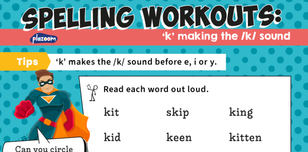 Year 1 ‘k’ making /k/ sound before e, i or y: KS1 Spelling Worksheets ...