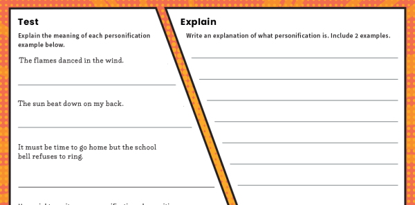 Personification KS2 – Writing features challenge mat worksheets | Plazoom