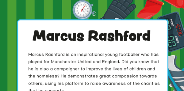Marcus Rashford: LKS2 Inspirational People Comprehension and Writing ...
