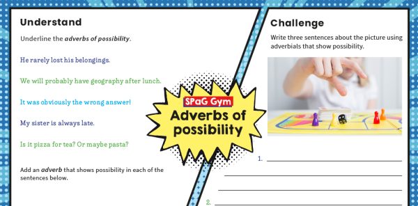 Year 5 Adverbs of Possibility - KS2 Grammar Worksheets | Plazoom