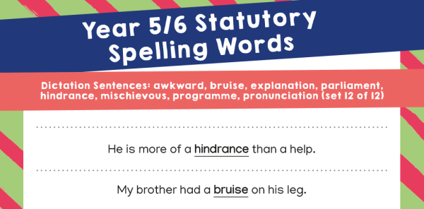 Year 5 and 6 SSW Dictation Sentences: Statutory Spelling Words ...