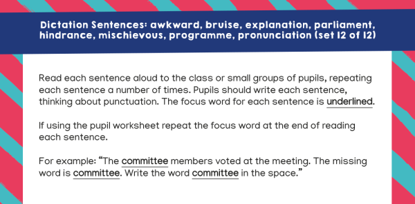 Year 5 and 6 SSW Dictation Sentences: Statutory Spelling Words ...