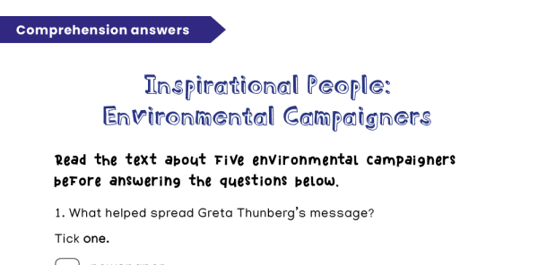 Environment Campaigners: LKS2 Inspirational People Comprehension and ...