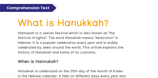KS2 Hanukkah Resource Pack - Information Text and Comprehension ...