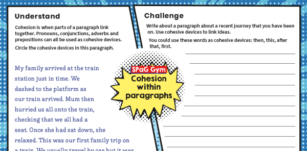 Year 5 Cohesion Within Paragraphs - KS2 Grammar Worksheets | Plazoom
