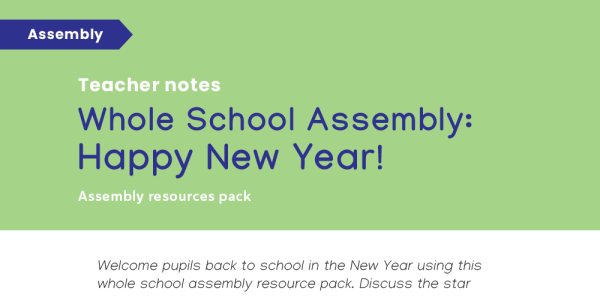 Happy New Year - whole-school assembly pack with worksheets | Plazoom