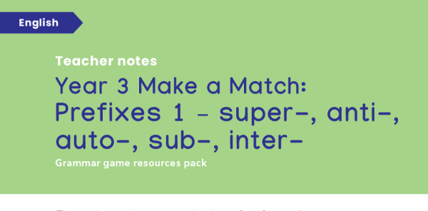 Year 3 Prefixes (super-, anti-, auto-, sub-, inter-) Make a Match - KS2 ...