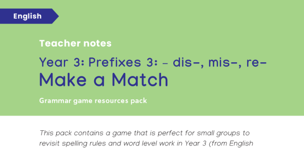 Year 3 Make a Match - Prefixes (dis- mis- re-) | Plazoom