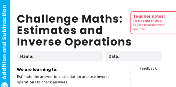 Inverse Operations: Year 2 – Addition And Subtraction – Maths Challenge ...