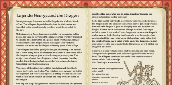 Legends (George and the Dragon/William Tell) - KS2 Text Types: Writing ...