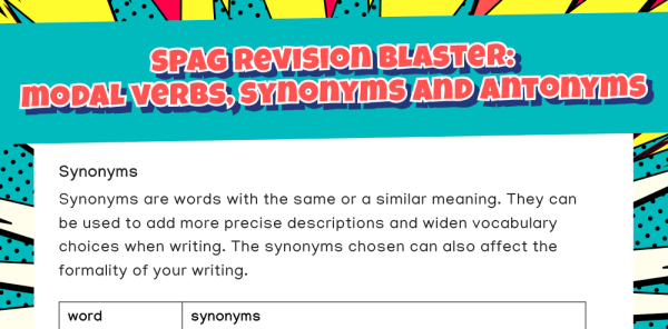 Modal Verbs, Synonyms, Antonyms – KS2 SATs SPaG Revision Blaster | Plazoom