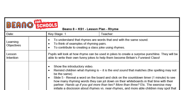 Rhymes - KS1 lesson for the English Curriculum | Plazoom