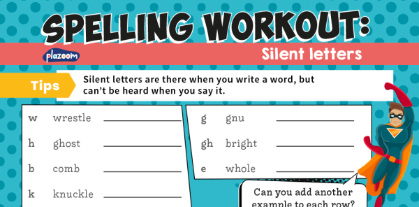 Words with Silent Letters – KS2 Spelling Worksheet | Plazoom