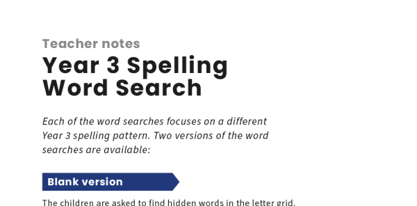 Year 3 Spelling Patterns – KS2 Word Search Revision Pack | Plazoom