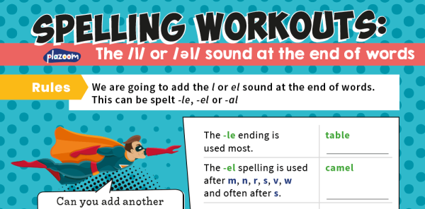 Year 2 /l/ or /əl/ Sounds at the Ends of Words Spelling Worksheets ...