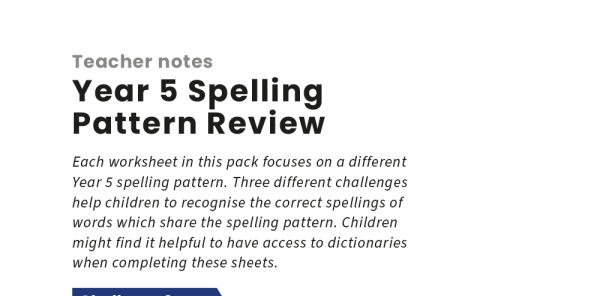 Spelling Revision Year 5 – Seven Activity Worksheets | Plazoom