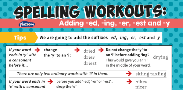 -ed, -ing, -er and -est Year 2 Suffix Worksheets Pack | Plazoom