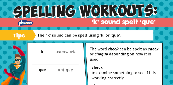 Year 3 and 4 ‘k’ Sound Spelt ‘que’ Worksheets – KS2 Spelling Workouts ...