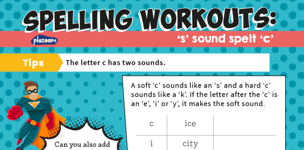 Year 2 ‘s’ Sound Spelt ‘c’ Spelling Worksheets – KS1 SPaG Workouts ...