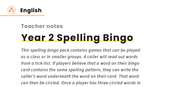 Year 2 Spelling Bingo – KS1 Spelling Games | Plazoom