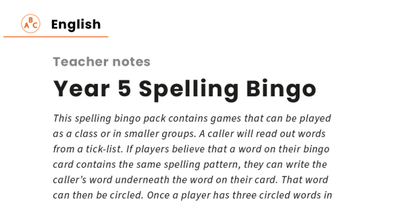 Year 5 Spelling Bingo – KS2 Spelling Games | Plazoom