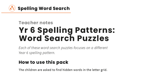 Year 6 Spelling Patterns Word Search Activities Ks2 Revision Pack