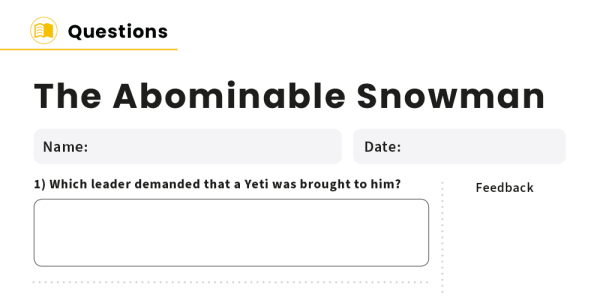 The Abominable Snowman – KS2 Reading Comprehension Worksheets ...