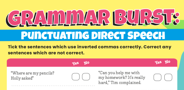 Year 4 Punctuating Direct Speech - KS2 Grammar Burst Resource Pack (1 ...