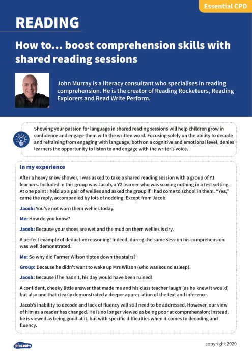 boost comprehension with shared reading sessions CPD | Plazoom