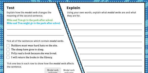 Modal Verbs KS2 – Year 5 SPaG Worksheets | Plazoom