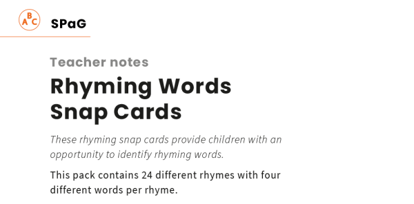 KS1 Grammar – Rhyming Snap Card Game for Year 1 | Plazoom