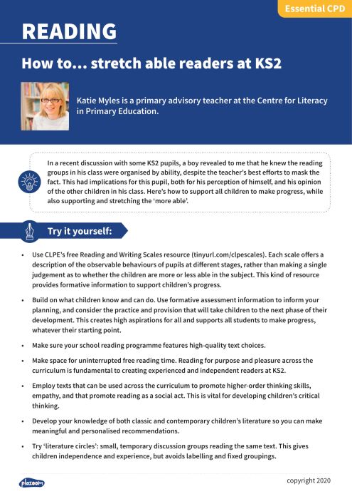 stretch able readers at KS2 CPD | Plazoom