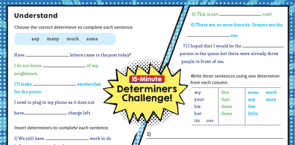 Year 4 Determiners – KS2 SPaG Challenge Mat 2 | Plazoom