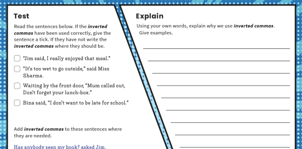 Year 3 and 4 Inverted Commas - KS2 SPaG Worksheets | Plazoom