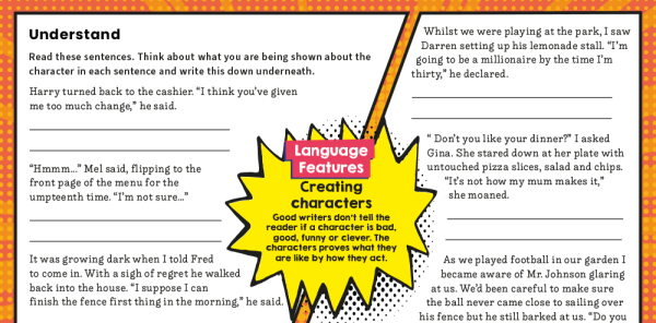 Creating Characters – KS2 Writing Features Challenge Mat Worksheets ...