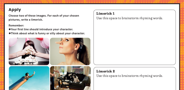 Limericks – KS2 Poems: Writing Features Challenge Mat Worksheets | Plazoom