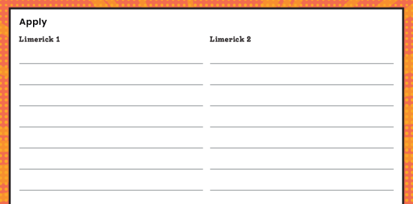 Limericks – KS2 Poems: Writing Features Challenge Mat Worksheets | Plazoom