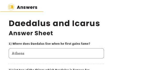 Daedalus and Icarus – KS2 Reading Comprehension Worksheets: Greek Myths ...