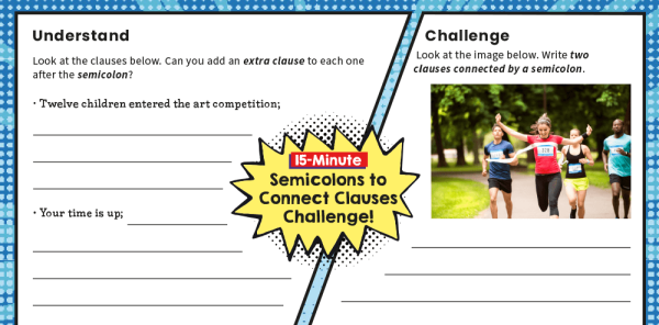 Year 6 Semicolons and Independent Clauses SPaG Worksheets | Plazoom