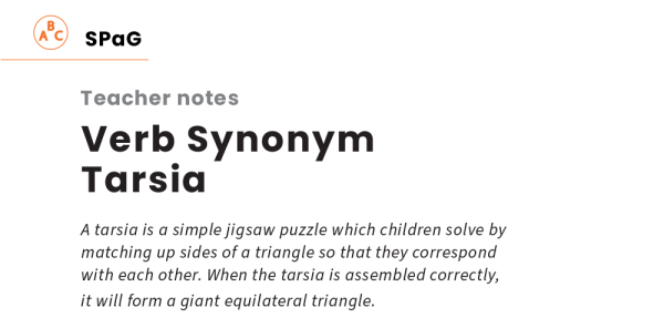 Verb Synonyms KS2 Tarsia Puzzle and Worksheet | Plazoom