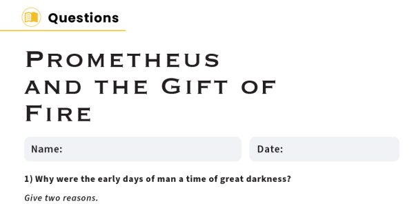 Prometheus and the Gift of Fire – KS2 Reading Comprehension Worksheets ...