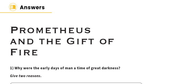 Prometheus and the Gift of Fire – KS2 Reading Comprehension Worksheets ...