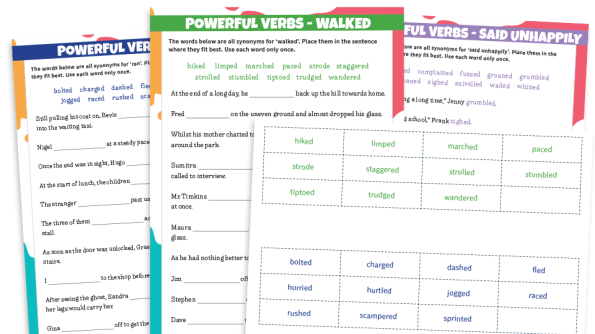 Powerful Verbs KS2 Features of Writing Worksheets KS2 | Plazoom