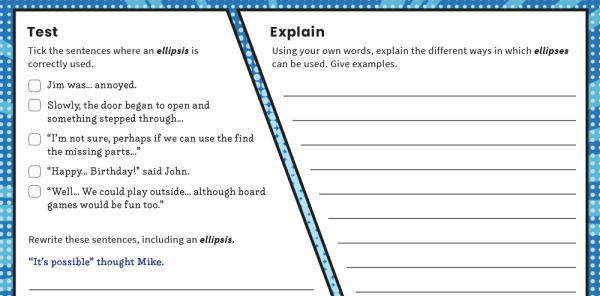 Year 6 How to Use an Ellipsis SPaG Worksheets | Plazoom