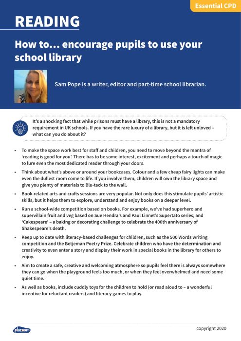 encourage pupils to use your school library CPD | Plazoom