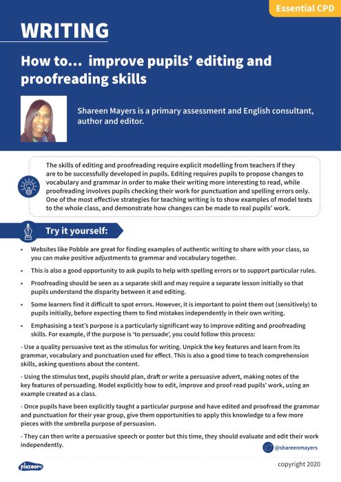 improve pupils’ editing and proof-reading skills CPD | Plazoom
