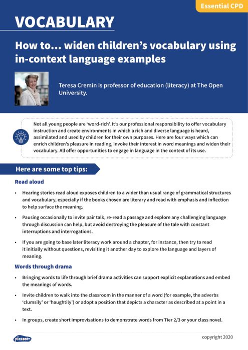 widen children’s vocabulary using in-context language examples CPD ...