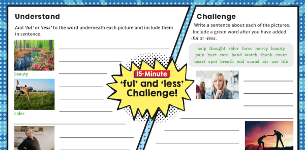 -ful and -less Year 2 Suffix Worksheets | Plazoom