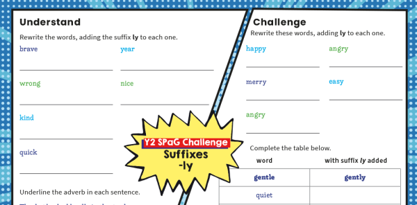 -ly Suffix Year 2 SPaG Worksheets | Plazoom