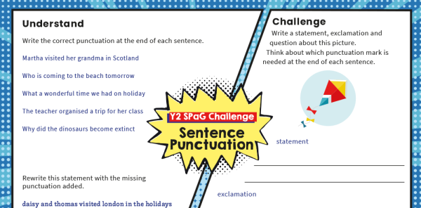 Year 2 Sentence Punctuation – KS1 SPaG Challenge Mat Worksheets | Plazoom